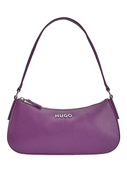HUGO HUGO Logo-Plaque Croc-Embossed Leather Shoulder Bag